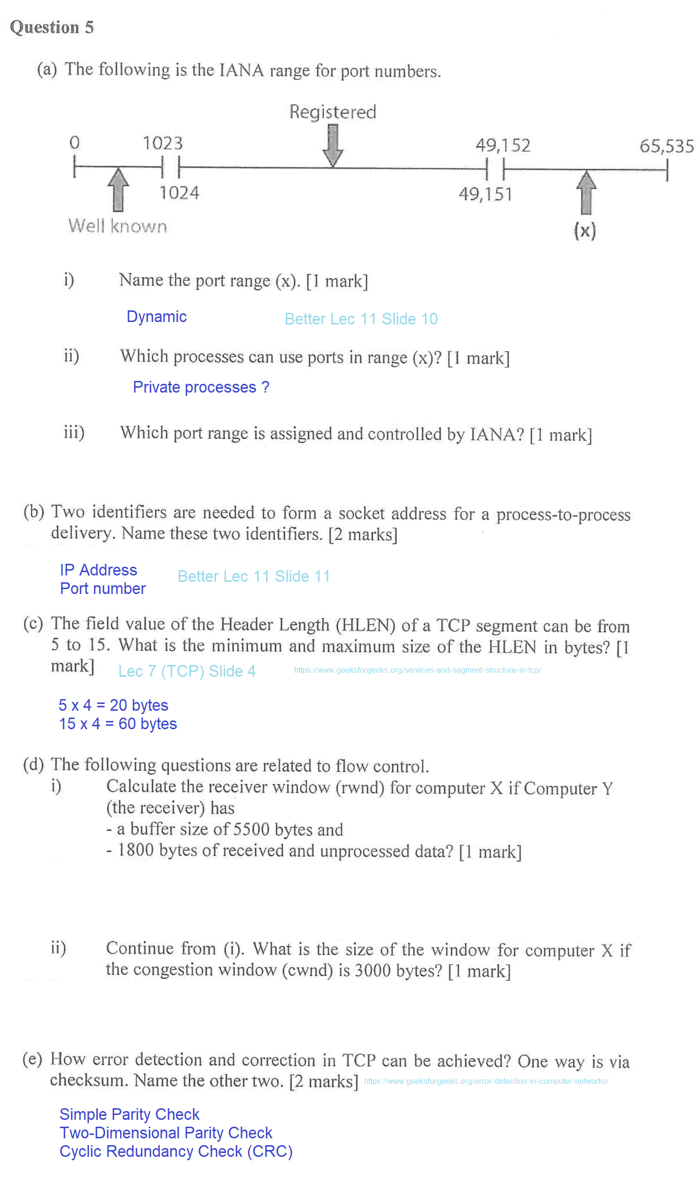 Exam questions - TSN 2201